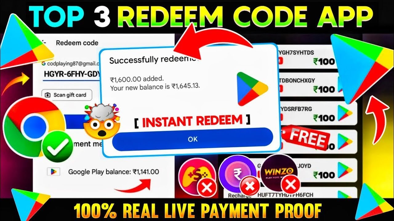 Top 3 - Free Redeem Code App 2024 | Free Google Play Redeem Code | Free ...