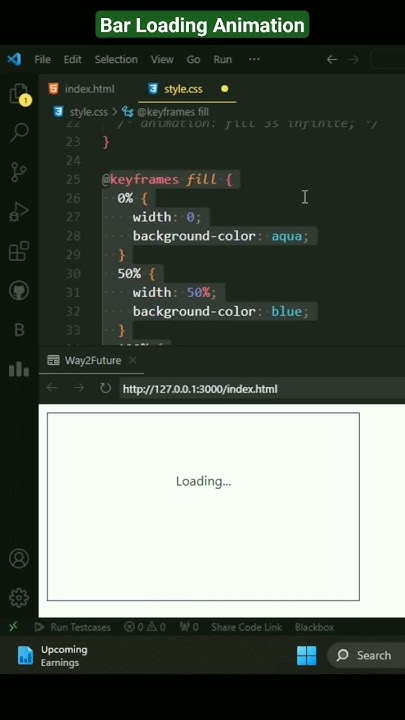 Bar Loading Animation #htmlcsswebsite #javascriptinterviewquestions #htmltutorial #csstutorials ...