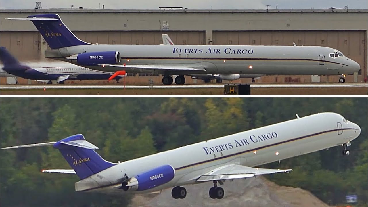 Everts Air Cargo MD-83(SF) [N964CE] Takeoff at Willow Run Airport - YouTube