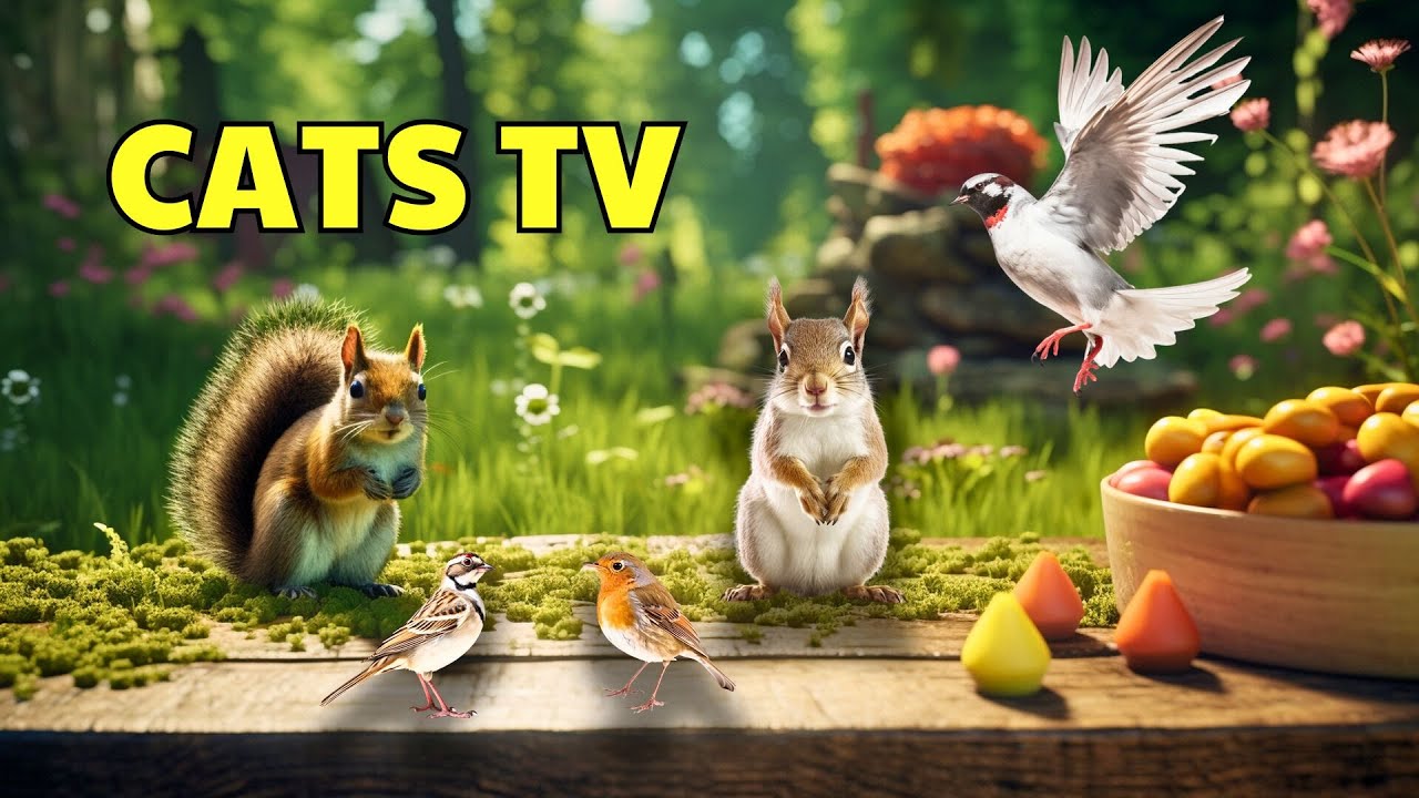 [NO ADS] Cat TV for Cats to Watch - Squirrels steal Birds Food from ...