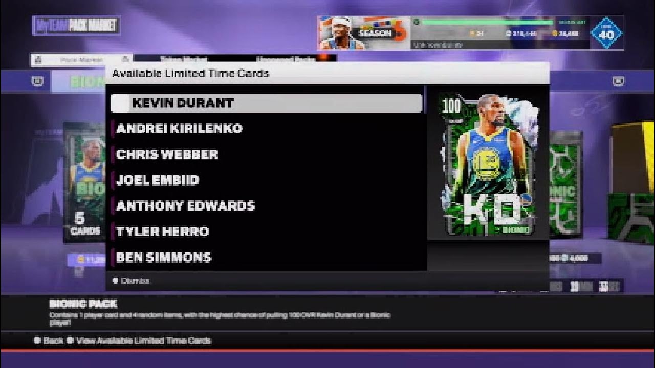 NBA 2K24 These Packs Are Tragic But 100 Overall Bionic Kevin Durant ...