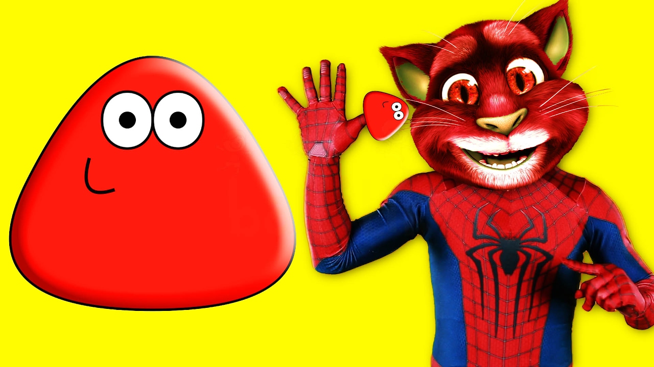 Talking Tom Pou Spiderman Finger Family Colors Learn | Surprise Eggs ...