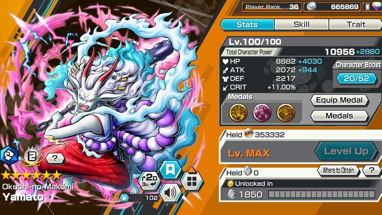 Okuchi-no Makami Yamato Gameplay | One piece bounty rush - YouTube