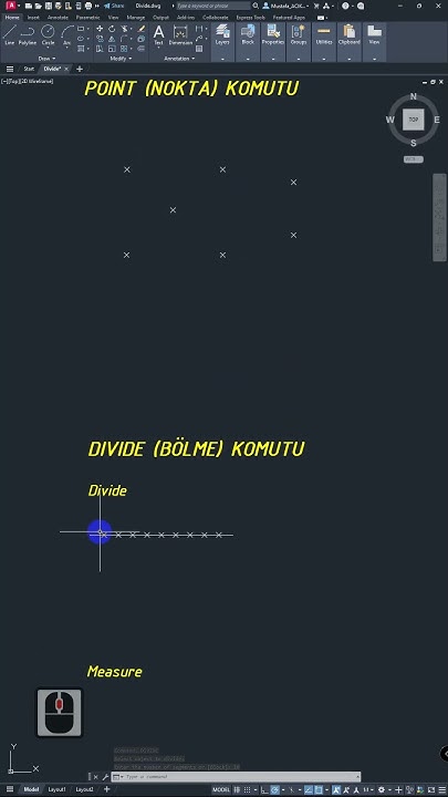 AutoCAD Divide Komutu Noktalar ile Eşit Aralıklara Bölme 1 #shorts # ...