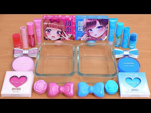 Pink vs Blue - Mixing Makeup Eyeshadow Into Slime ASMR