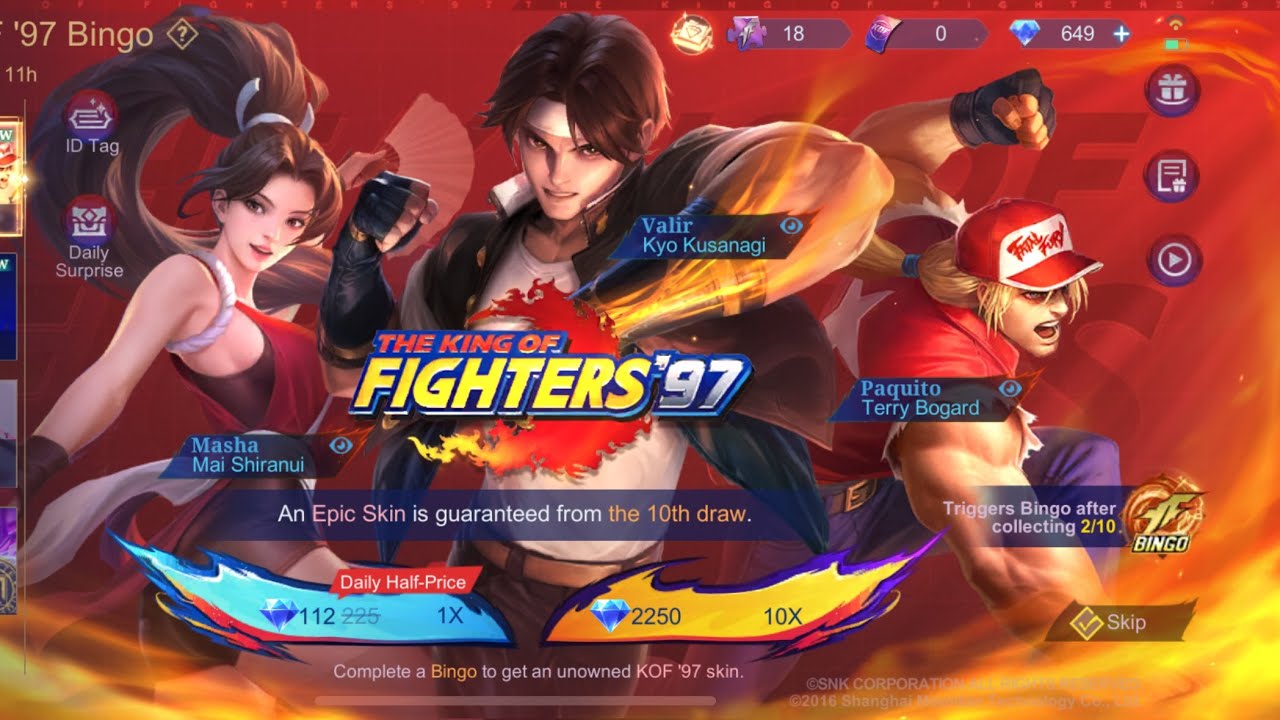 KOF’97 x MLBB | I BOUGHT 2 SKINS WITH GOLD TAG NUMBER |BINGO PATTERN ...