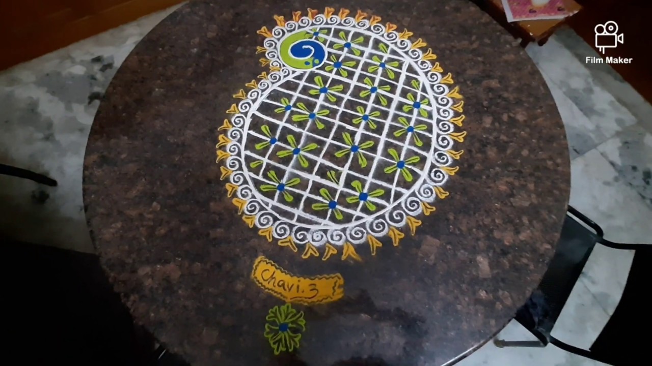 Mango design rangoli - YouTube