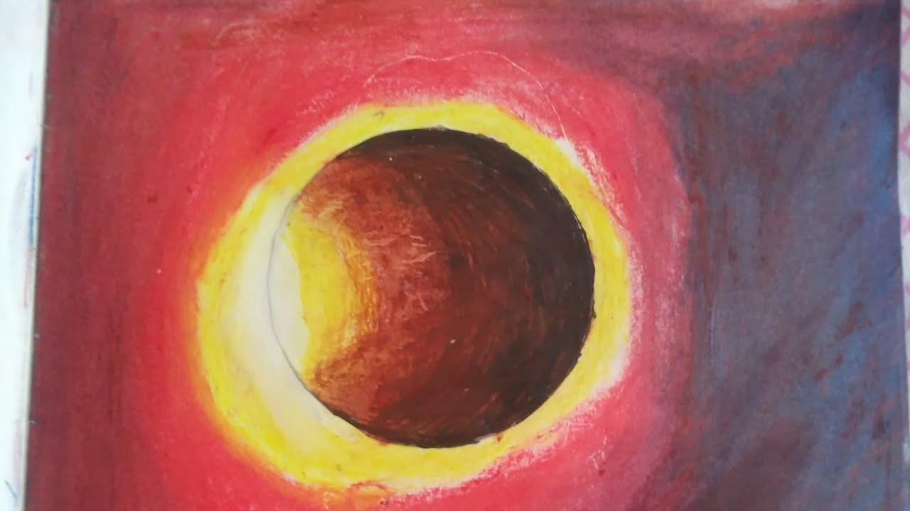 Sun-ecilps drawing with oil paster colour - YouTube