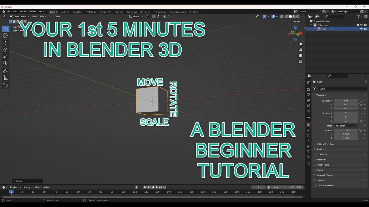 You're First 5 Minutes in Blender - Beginner Tutorial Move. Scale, and ...