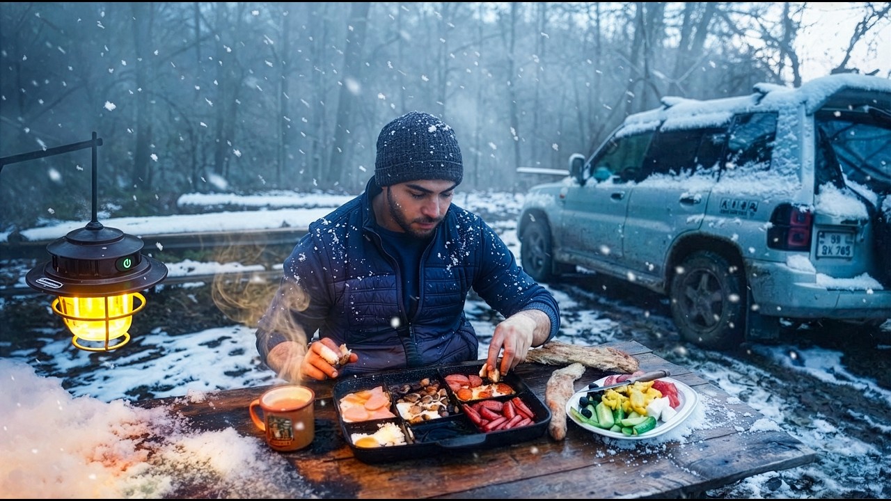 I Drove Through Snowy Mountains to Cook This Meal ️ Winter Outdoor ...