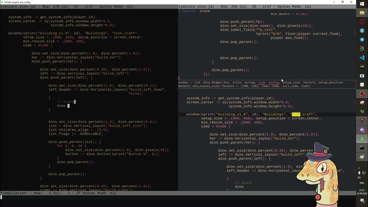 [24.09.22] [jai] геймдевим юи для песочницы, back to 4coder Sadge - YouTube