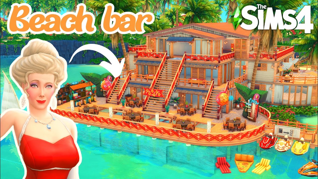 Hottest Celebrity BEACH BAR Sims 4 BASE GAME + Island Living🌟 🍹 | The ...