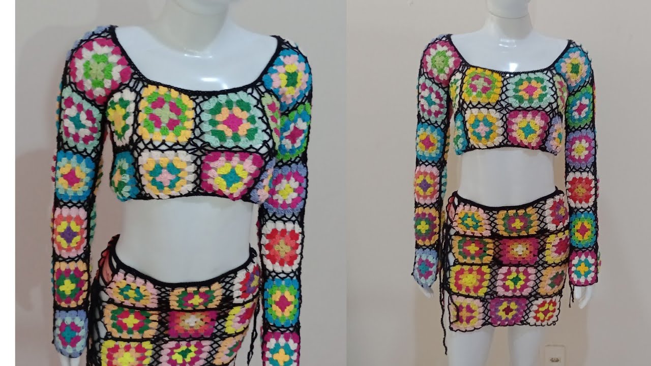 Cropped De Crochê com Square Manga Longa(Versão Canhoto) - YouTube