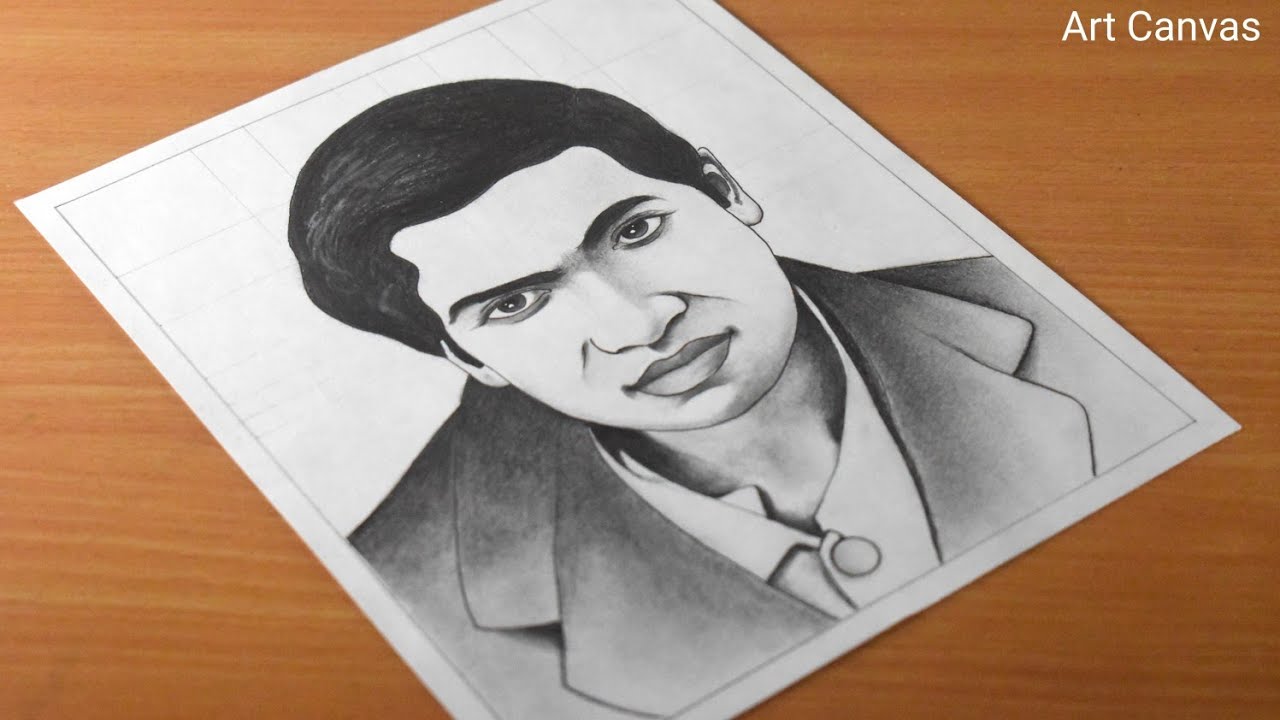 Srinivasa Ramanujan Drawing With Pencil Sketch Step by Step / National Mathematics day - YouTube