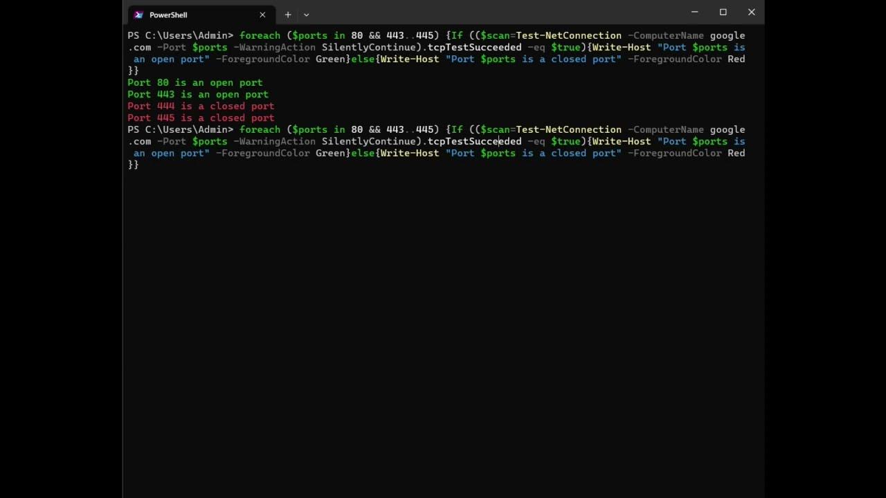 How to scan multiple ports using PowerShell script - YouTube