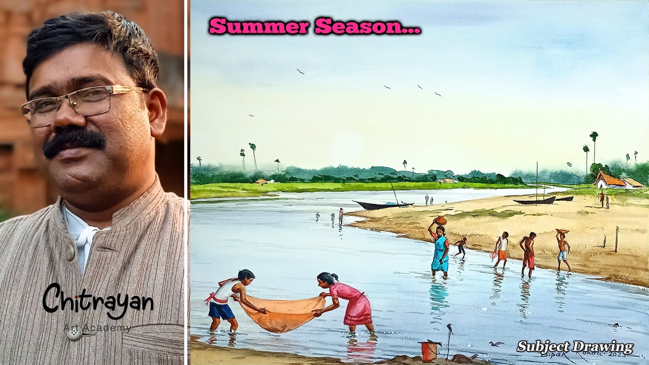 Summer Season Drawing Watercolor | Summer Season Drawing | How To Draw ...