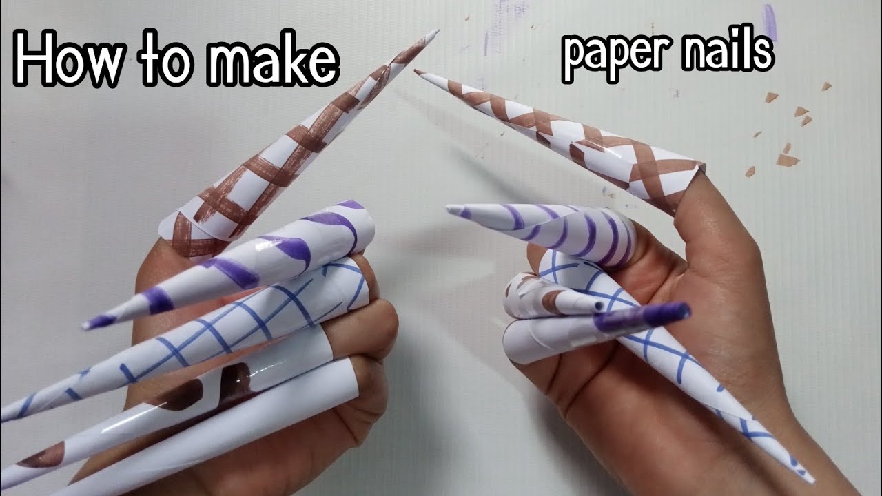 how to make paper nails easy - YouTube