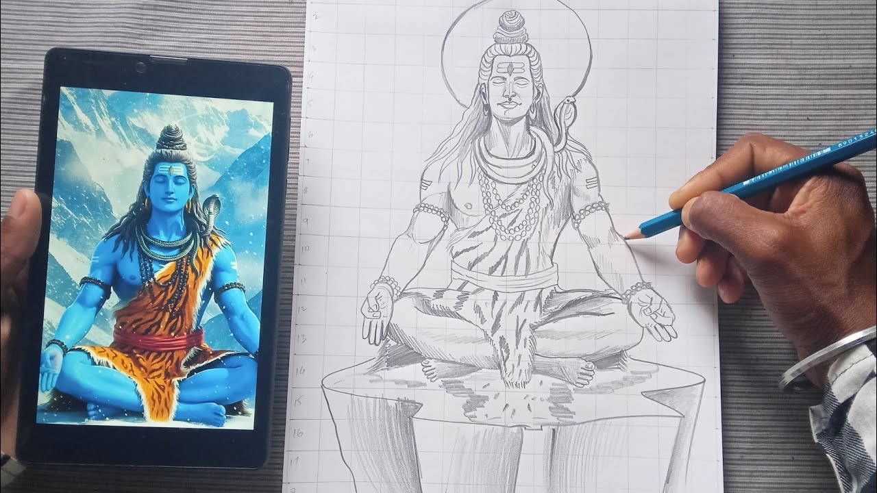 Maha Shivaratri drawing 2025 | Easy Mahadev ji outline tutorial | Step ...
