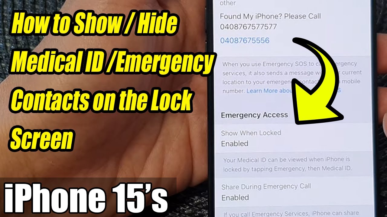 iPhone 15/15 Pro Max: How to Show/Hide Medical ID/Emergency Contacts on ...