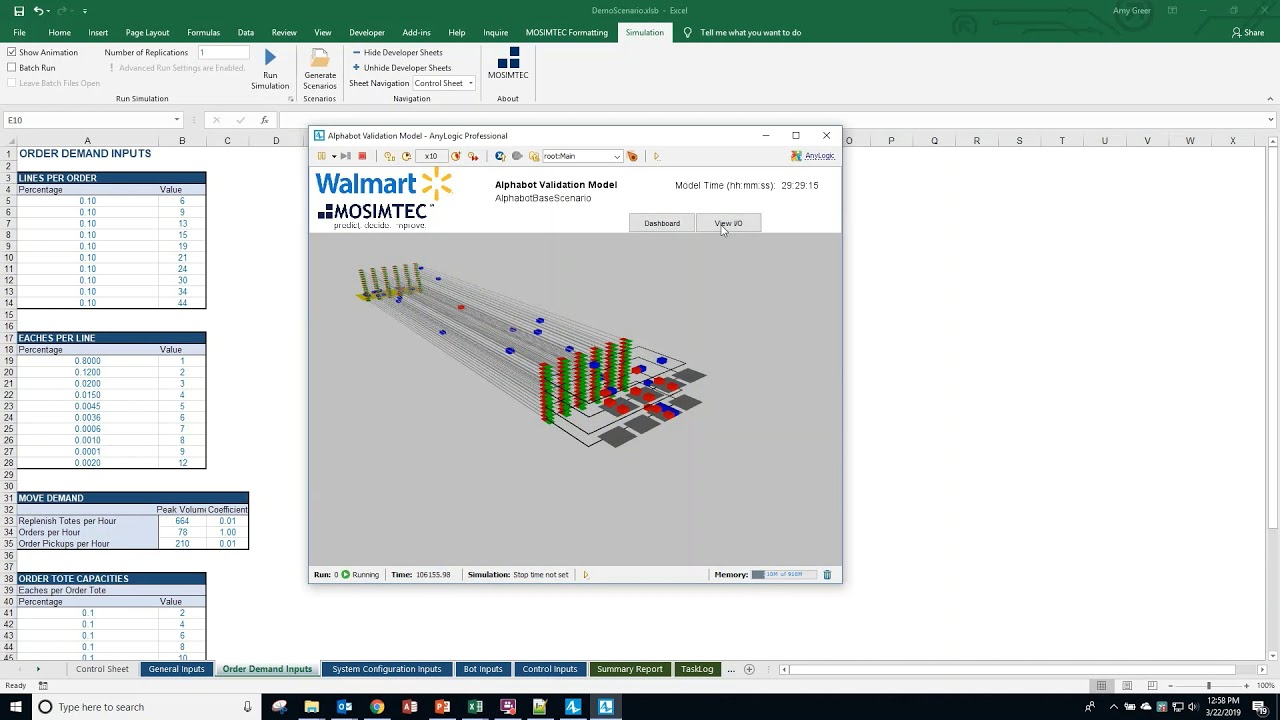 Stage 1: Material handling simulation model animation including AGV ...
