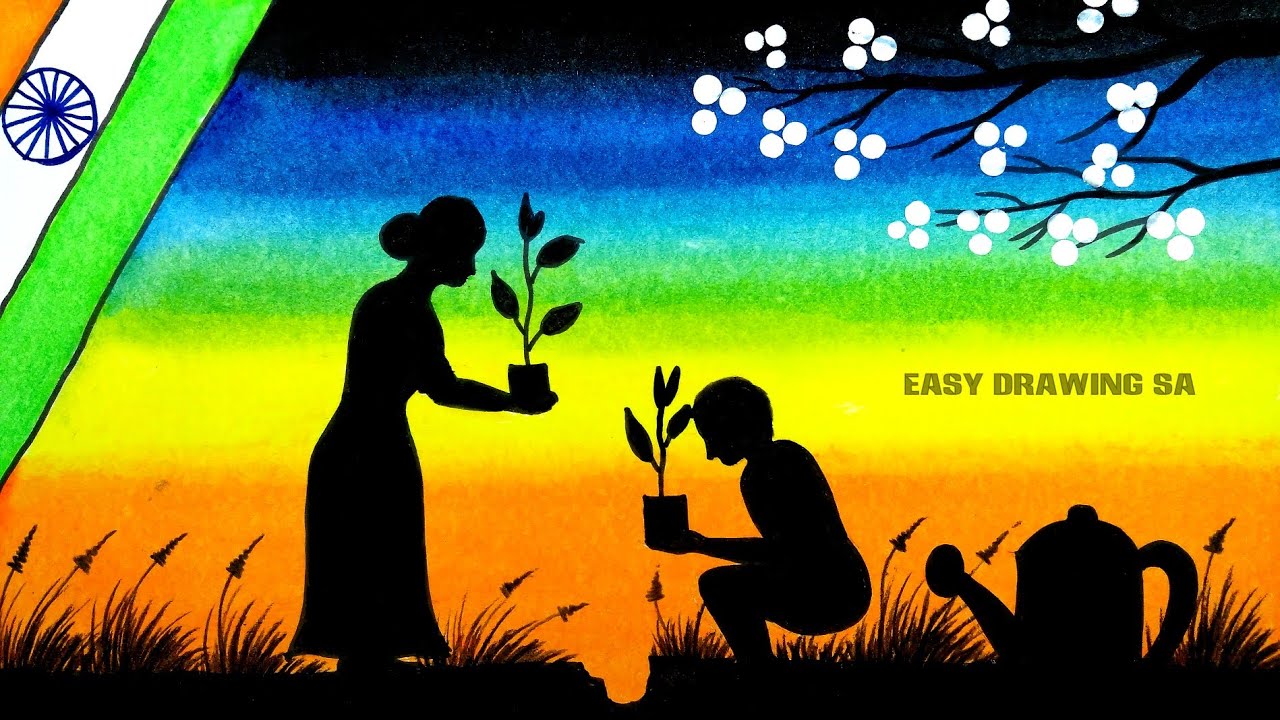 ek ped maa ke naam drawing/ek ped maa ke naam drawing easy/ek ped maa ...