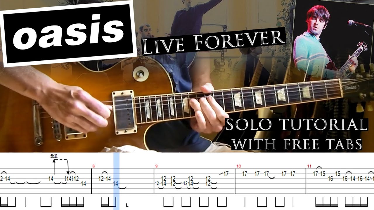 Oasis - Live Forever guitar solo lesson (with tablatures and backing ...
