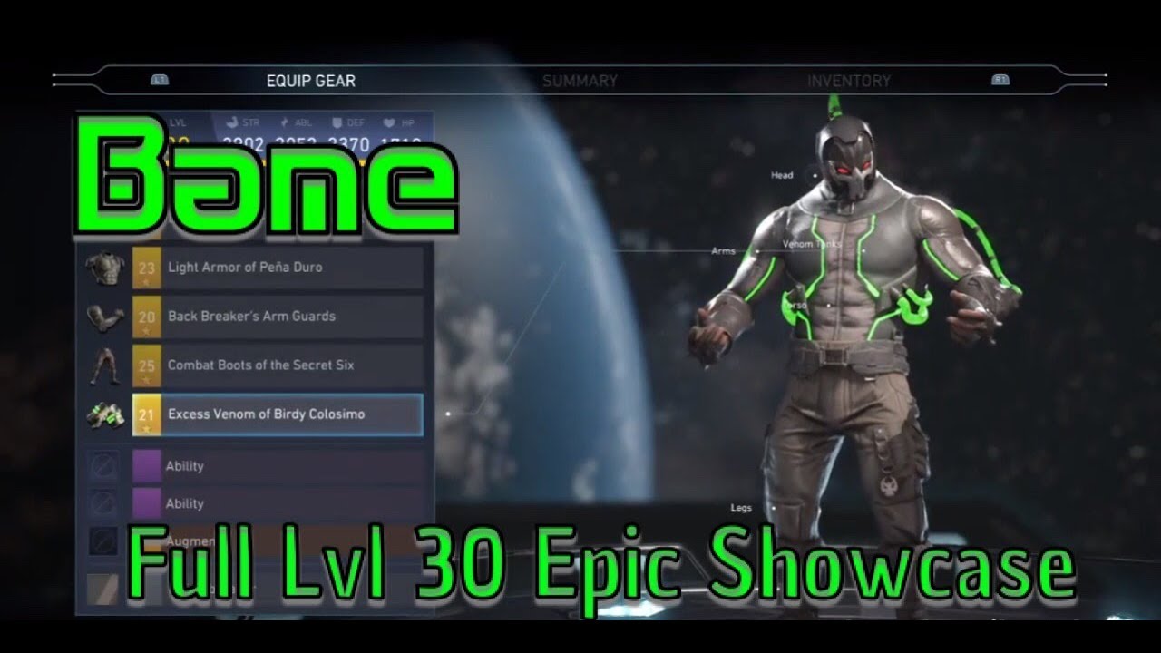 Injustice 2 Level 30 Bane NEW Epic Gear, Shader, & Abilities Showcase ...
