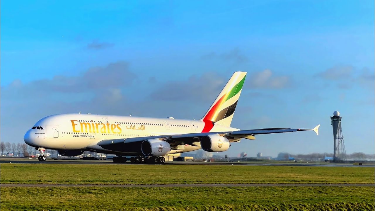 TAKE OFF EMIRATES A380 from @schiphol - YouTube