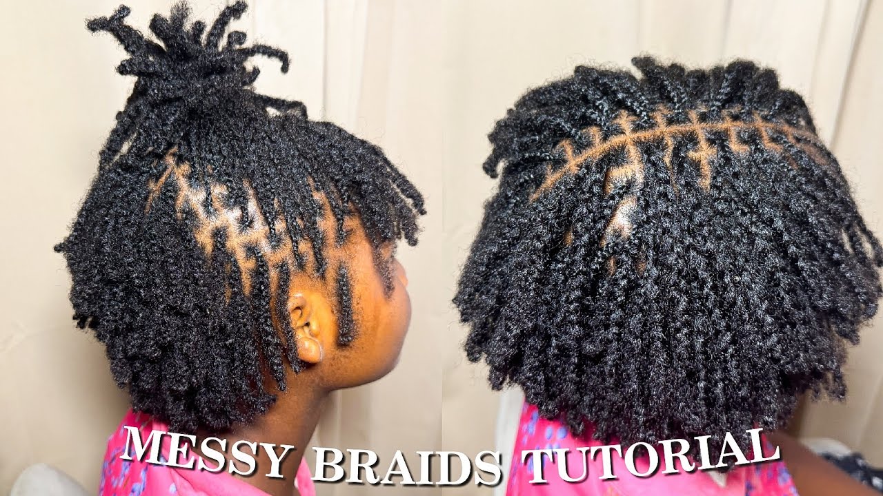 MESSY BRAIDS TUTORIAL ON SHORT 4c NATURAL HAIR | short natural hair ...