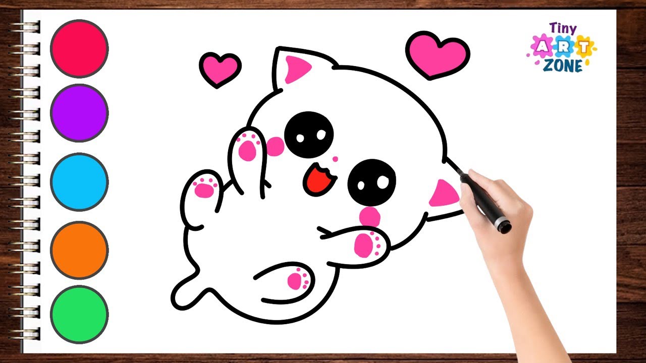 How to Draw a Cute Little Kitty Easy for Kids & Toddlers | Tiny Art ...