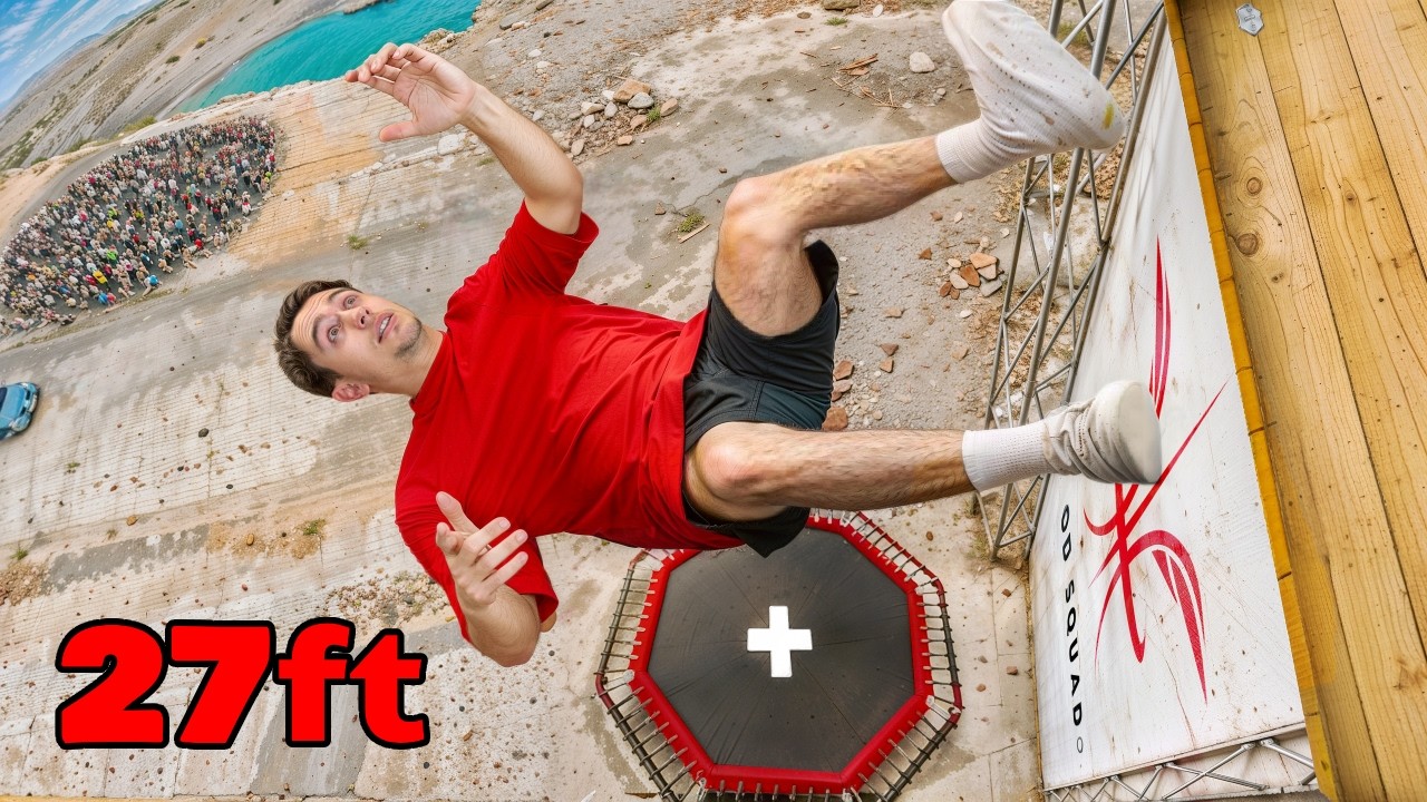 World's Highest Trampoline Wall Run - YouTube