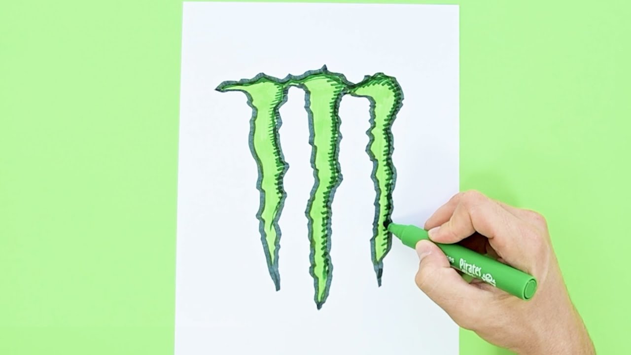 How to draw Monster energy drink logo - YouTube
