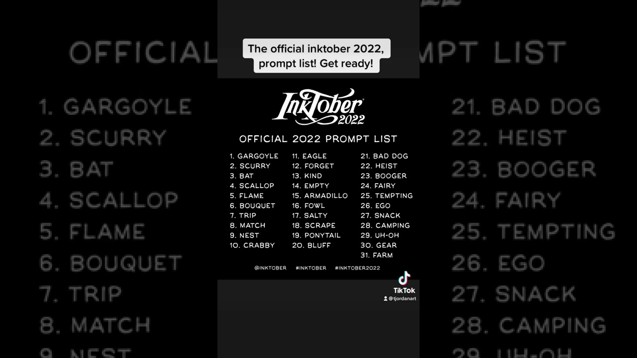 Inktober 2022 Prompt List