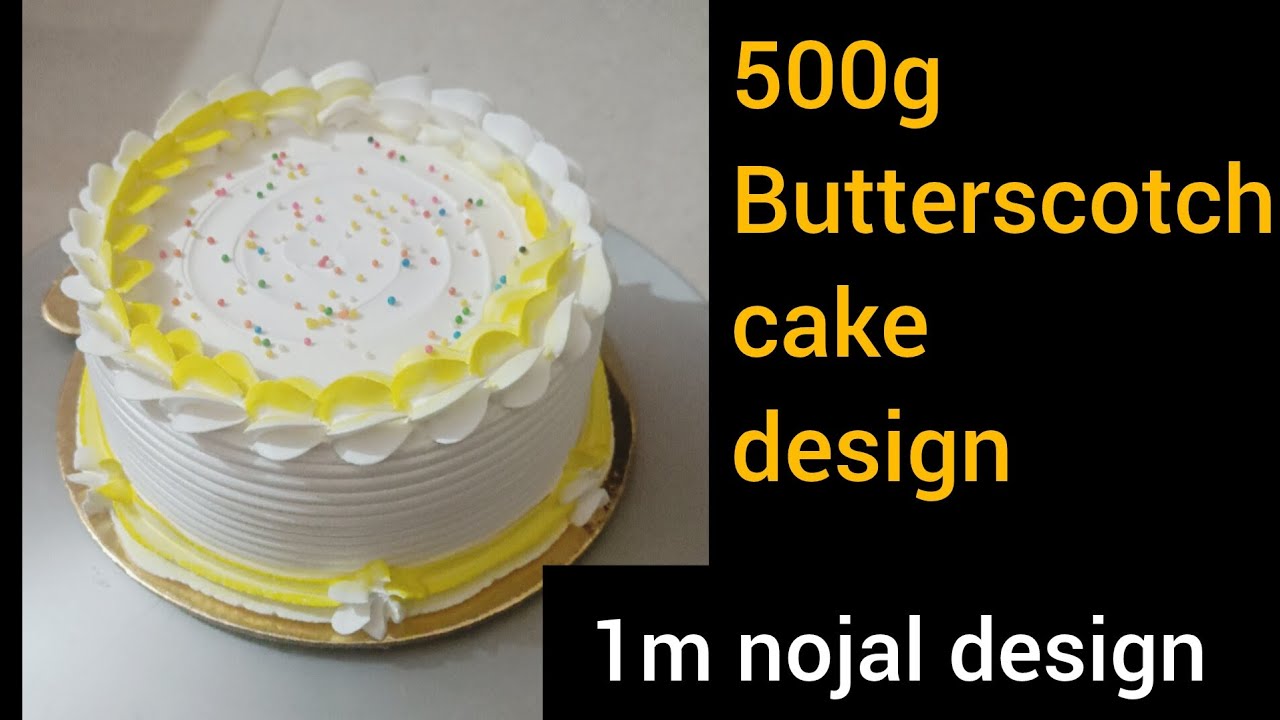 500 gram butterscotch cake design// 1m nozzle cake design//easy and ...
