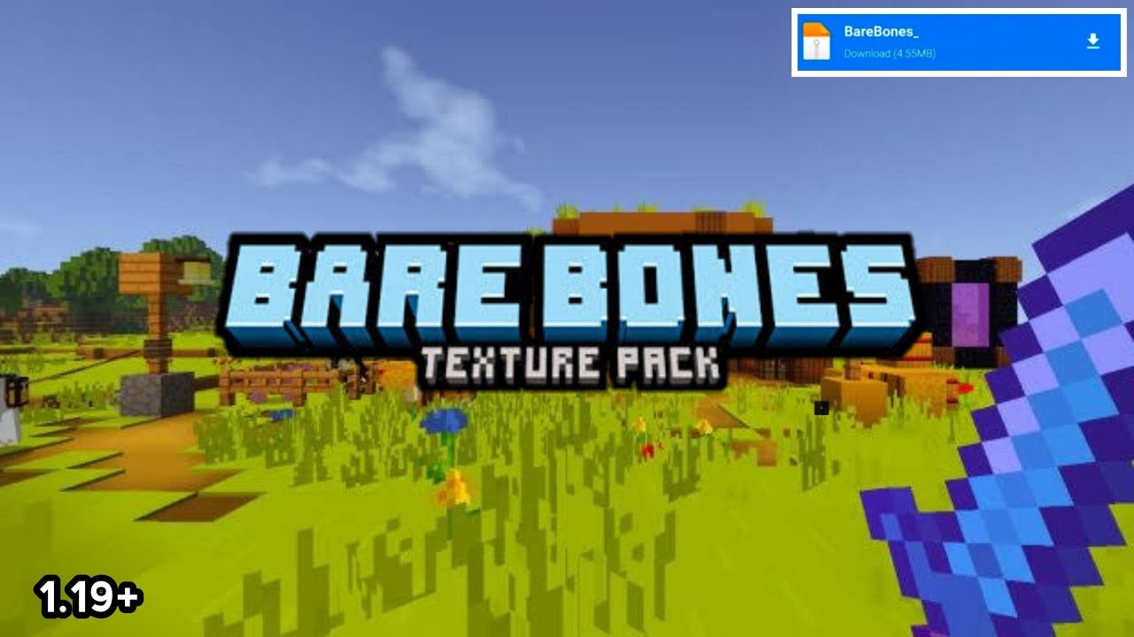 How to Download And Install BareBones Texture Pack on MCPE|1.19+ - YouTube