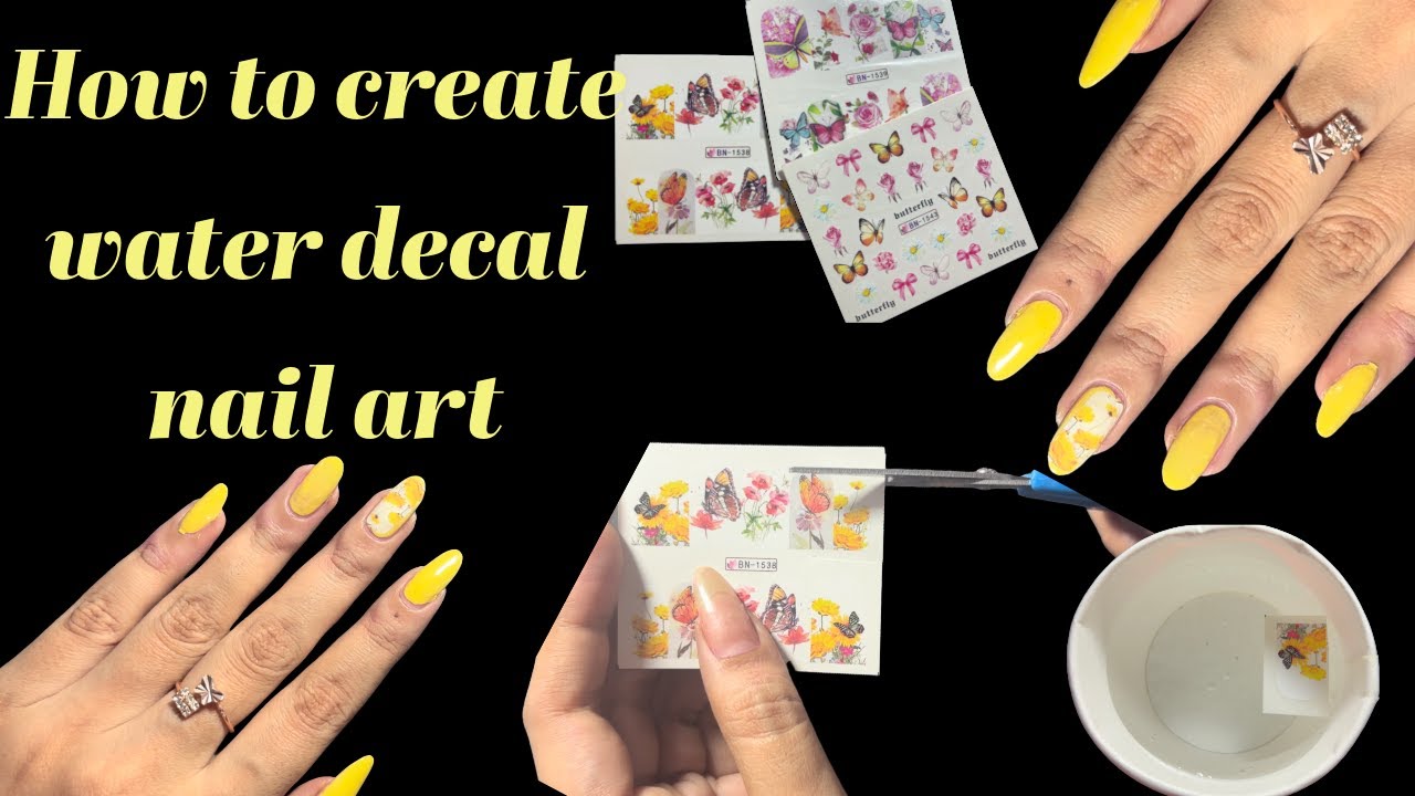 How to create water decal/sticker nail designs || No tool ||# ...