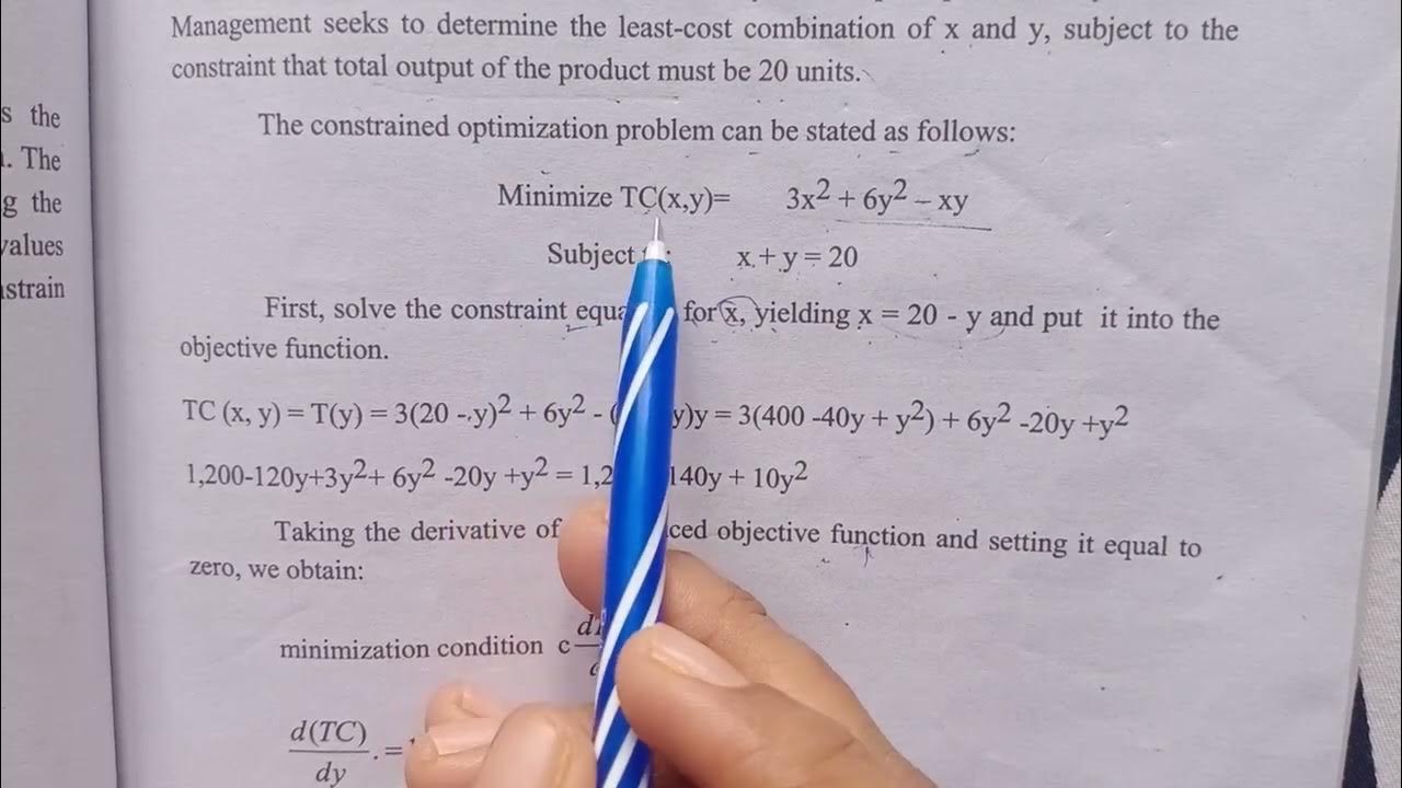 cost minimization|chapter 3|Mathematical economics|BA ECO 5 sem Calicut University| - YouTube