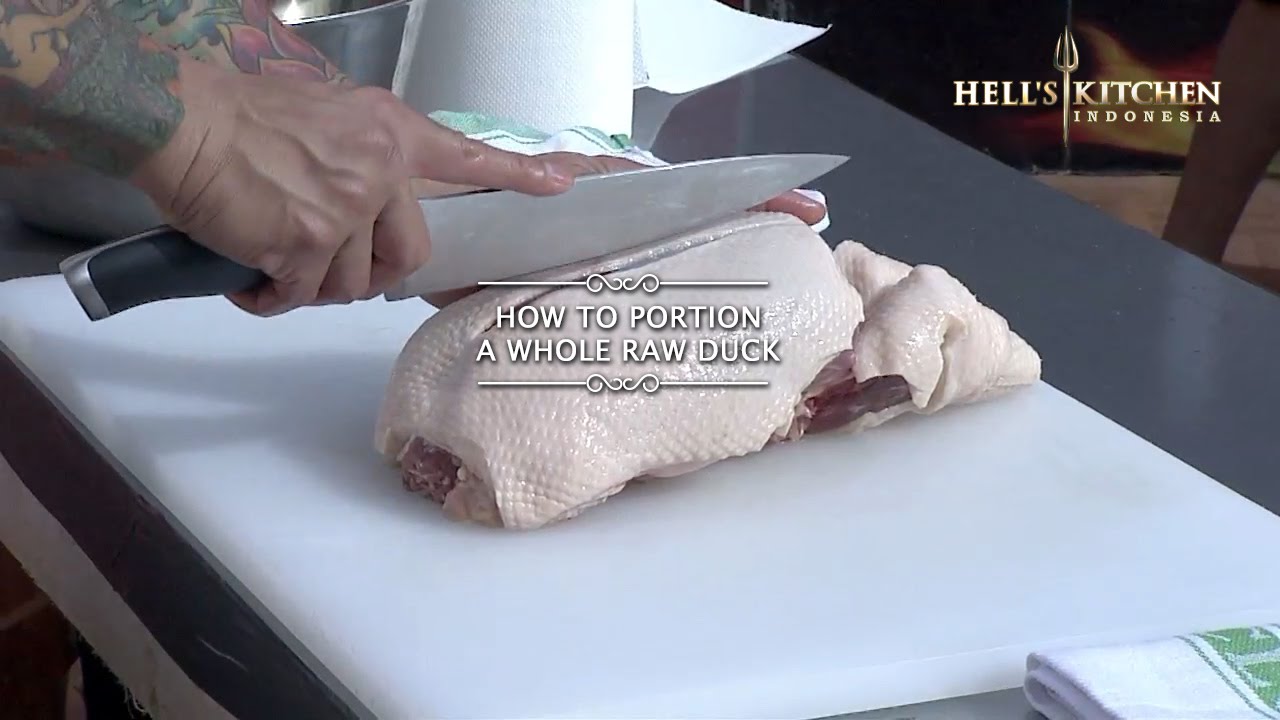 How To Portion A Whole Raw Duck - Hell's Kitchen Indonesia - YouTube