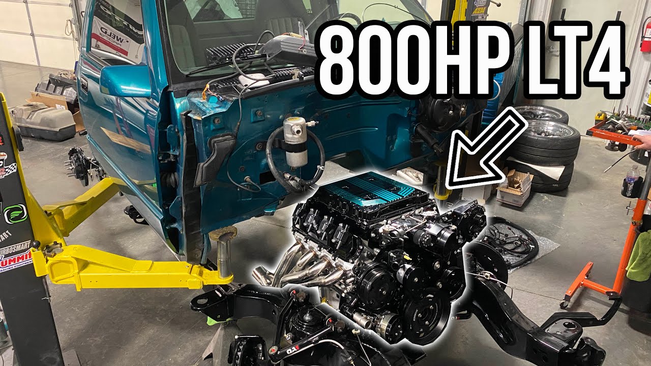 The 800HP LT4 is IN!! 1993 Chevy truck build process. Huge step to ...