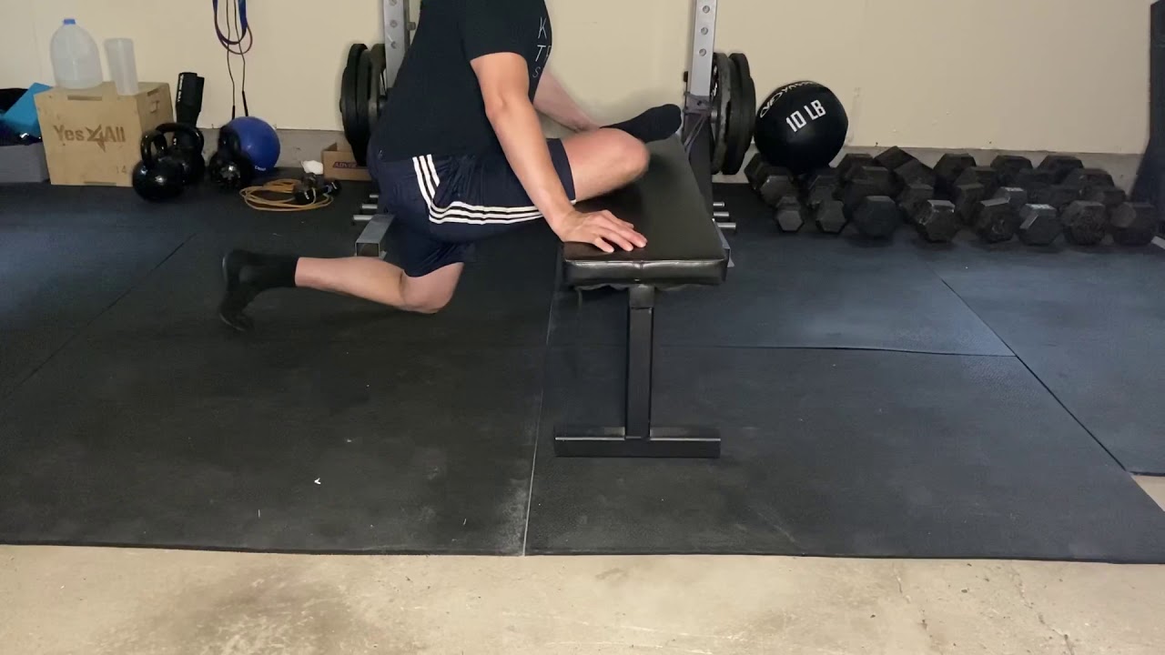 Bench glute stretch - YouTube