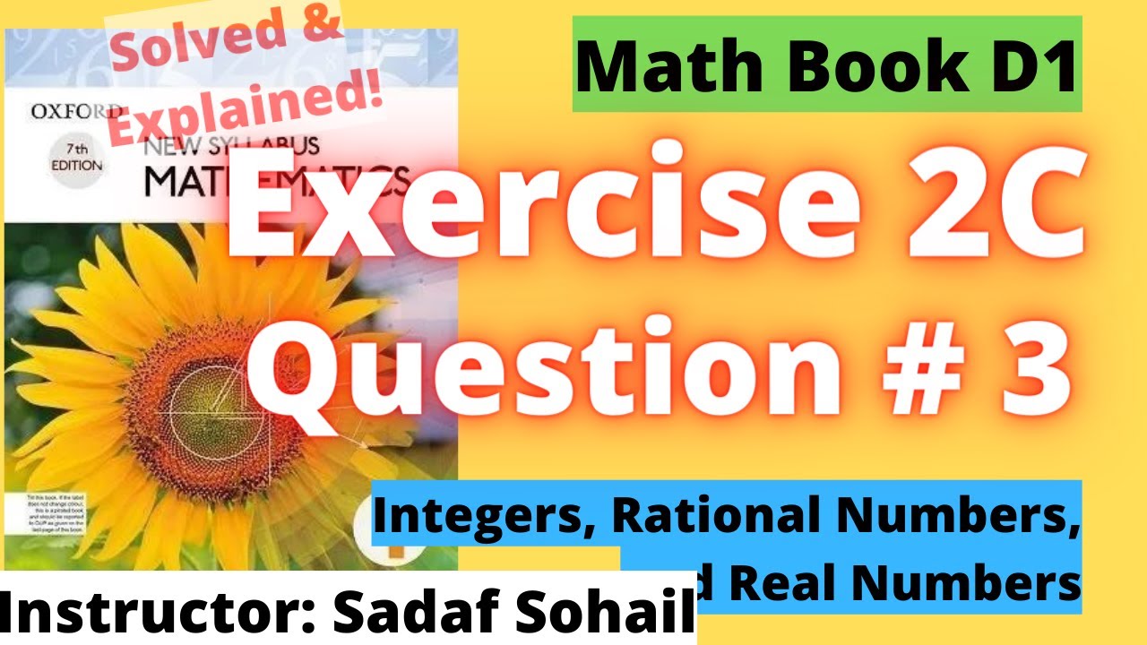 Exercise 2C | Question # 3 | Chapter # 2 | Book D1 - New Syllabus ...