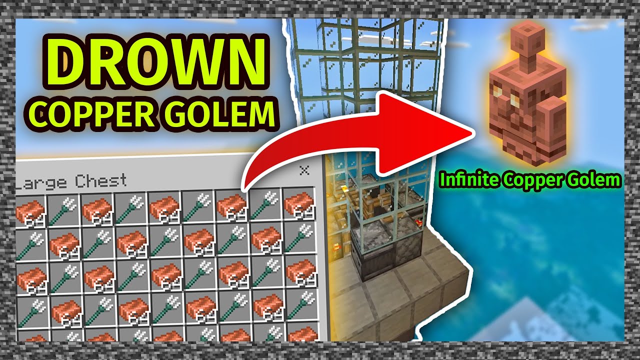 DROWN COPPER GOLEM & TRIDENT FARM in Minecraft Bedrock 1.21 ! - YouTube