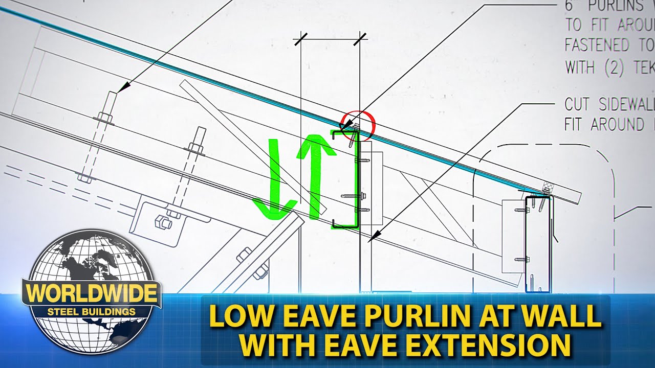 Low Eave Purlin at Wall with Eave Extension - How To DIY Steel Building ...