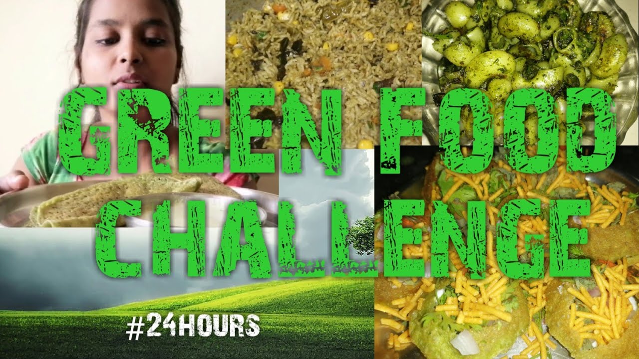 green food challenge|24 hours|selfcooking. #vlog #food #golgappa - YouTube