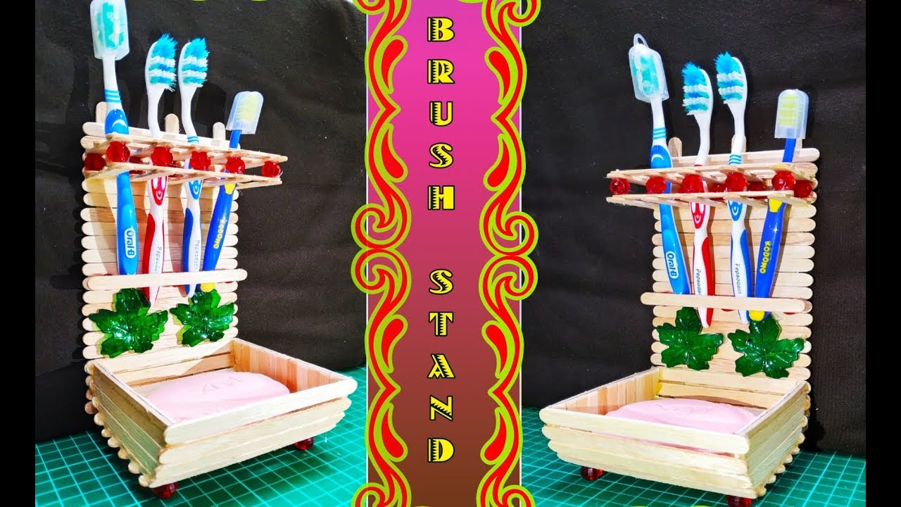 DIY, How To Make Toothbrush and Soap Holder, popsicle stick crafts, icecream stick crafts ...