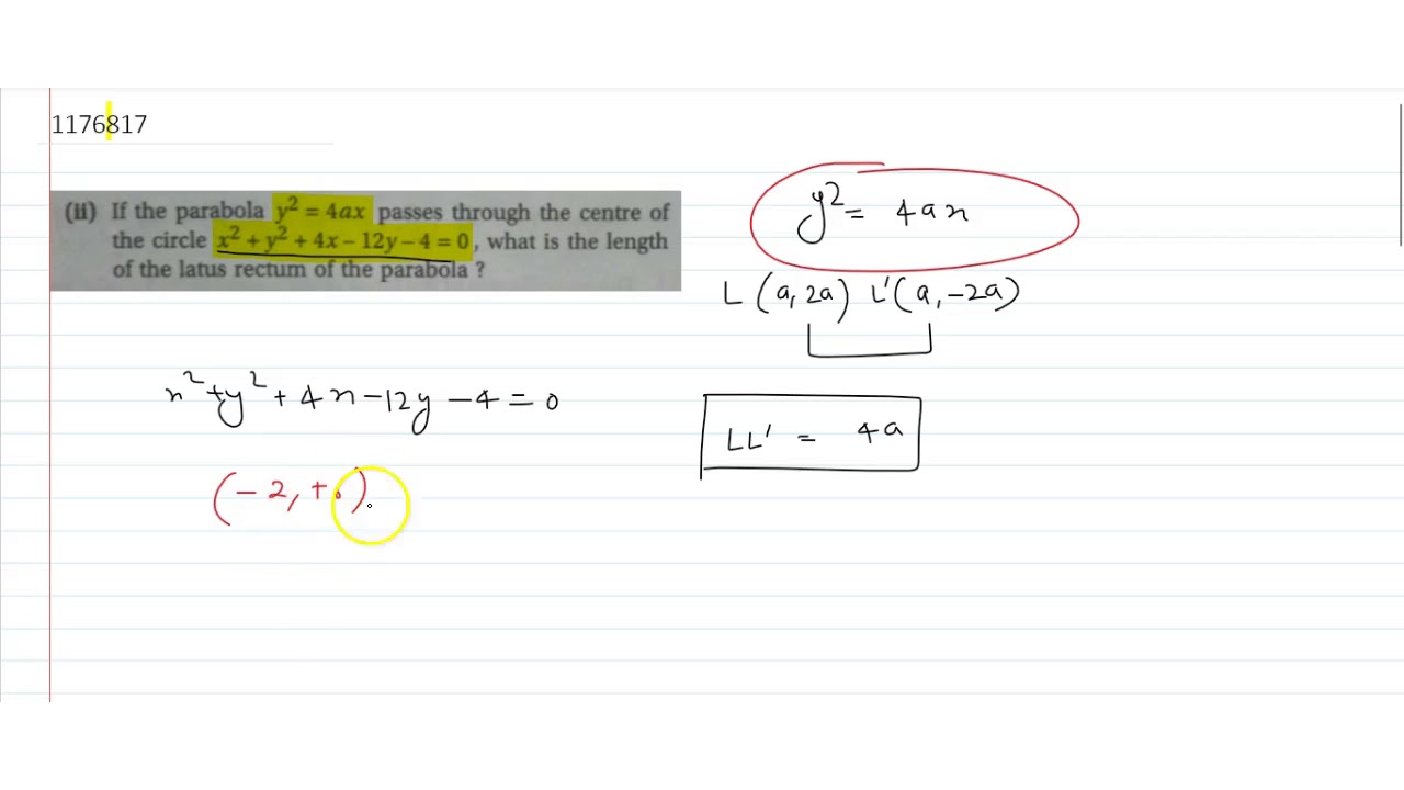 If the parabola `y^2=4ax` passes through the centre of the circle `x^2 ...