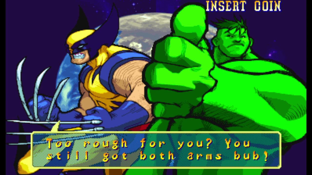 Marvel vs Capcom 1 ( Arcade ) - Wolverine / Hulk Playthrough ( Mar 12 ...