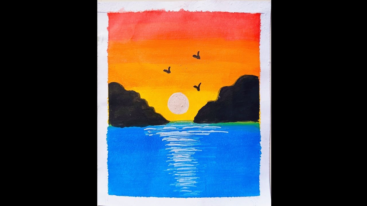 SUNSET PAINTING/ EASY NATURE PAINTING/ ACRYLIC PAINTING #sunset # ...