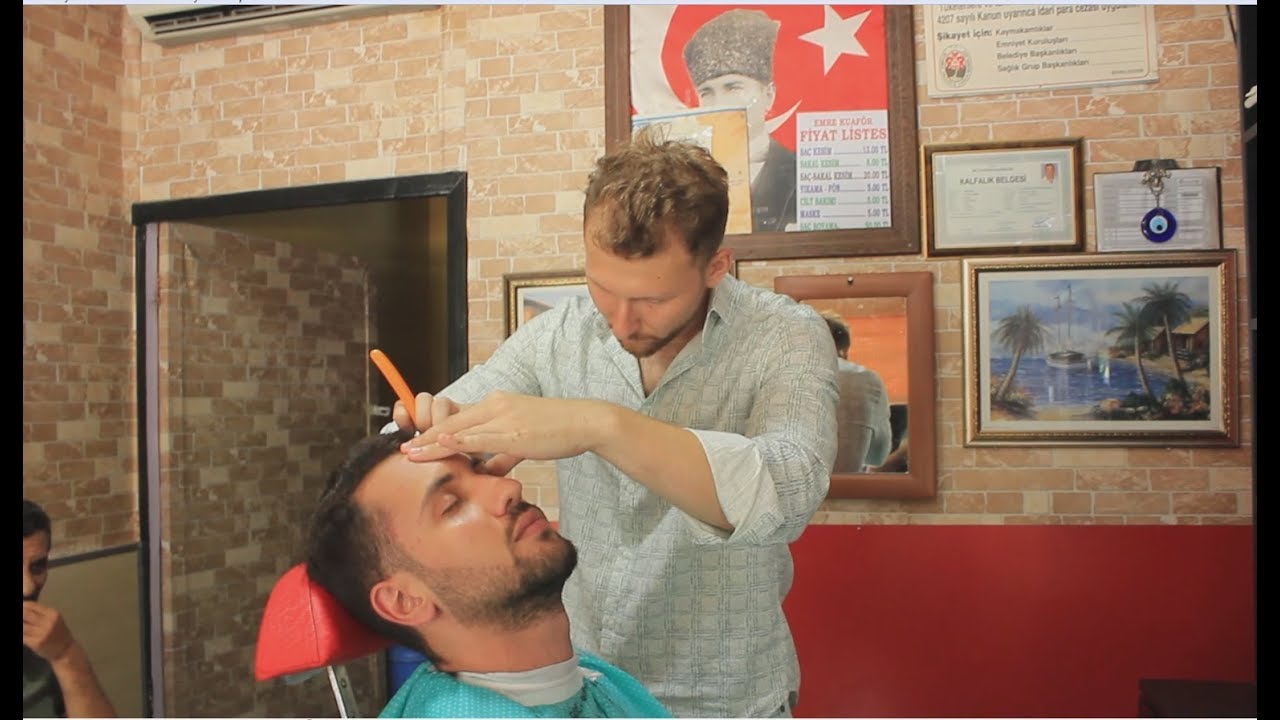 ASMR Turkish Barber Facial Mask Beard Trim and Haircut 19 👍💈 - YouTube