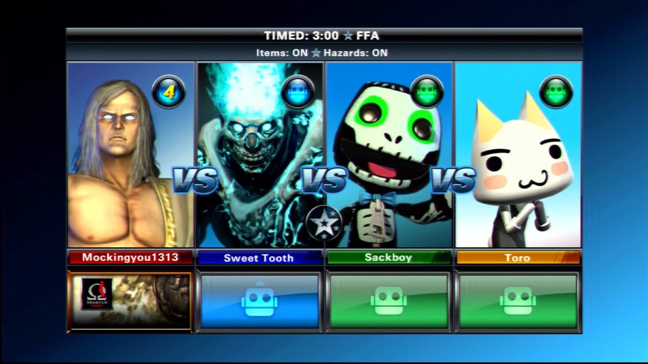 Playstation All-Stars Battle Royale ZEUS vs Sweet Tooth vs Sackboy vs ...
